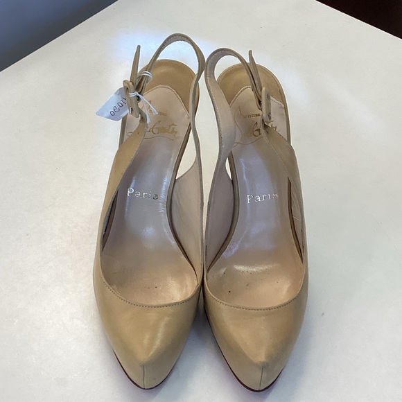 Christian Louboutin | Shoes | Christian Louboutin Cream Slingback Heels ...
